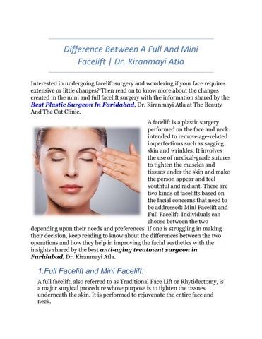 Difference Between A Full And Mini Facelift By BEAUTY AND THE CUT Issuu