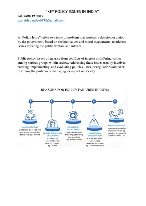 A Write Up On Key Policy Issues In India Saurabh Pandey