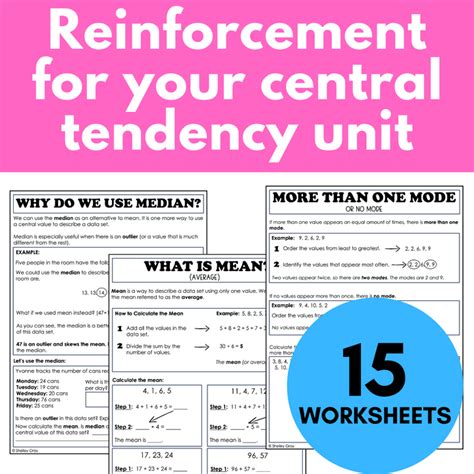 Mean Median Mode Range Worksheets Measures Of Central Tendency
