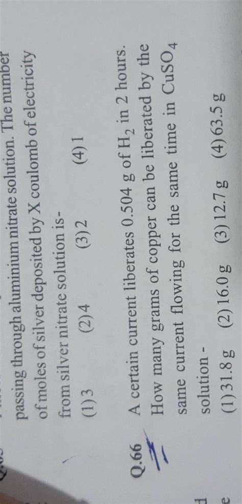 Passing Through Aluminium Nitrate Solution The Number Of Moles Of Silver