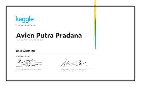 Avien Putra Pradana Completed The Data Cleaning Course On Kaggle