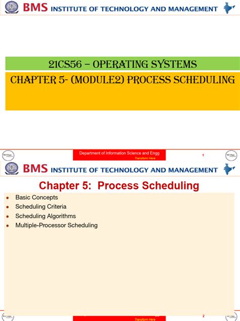 21cs56 Operating Systems Chapter 5 Module2 Process Scheduling