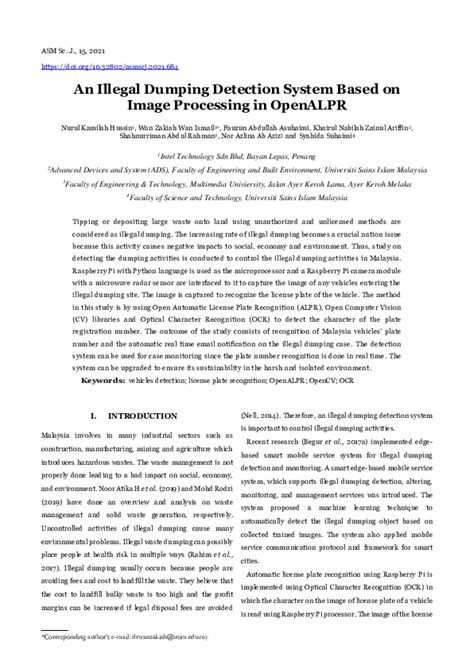 Pdf An Illegal Dumping Detection System Based On Image Processing In Openalpr