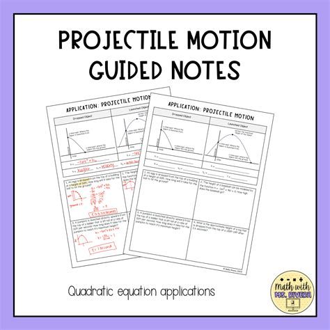 Projectile Motion Guided Notes For Algebra 2 Made By Teachers