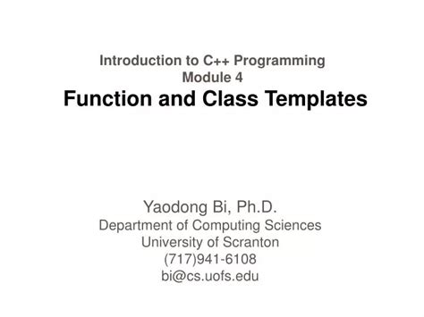Ppt Introduction To C Programming Module 4 Function And Class Templates Powerpoint