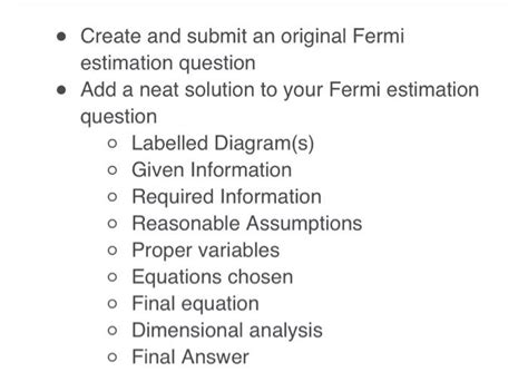 Solved Create And Submit An Original Fermi Estimation Chegg Com