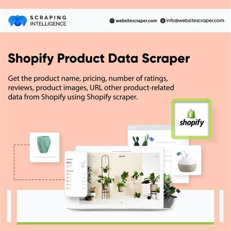 The Shopify Product Data Scaper Is Displayed On A Pink Background With Green Accents