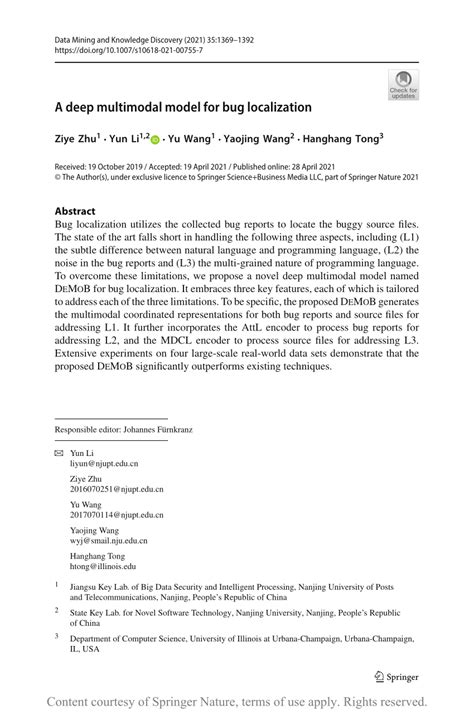 A Deep Multimodal Model For Bug Localization Request Pdf