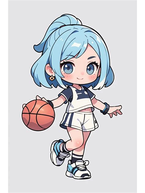 Q版篮球女孩线稿 小红书