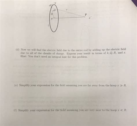 Solved 142 Electric Field Of A Uniformly Charged Hoop Our