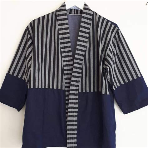 Jual Outer Pria Kimono Lurik Denim Solo Wanita Pria Raga Badan Batik Kota Surakarta Wahyu