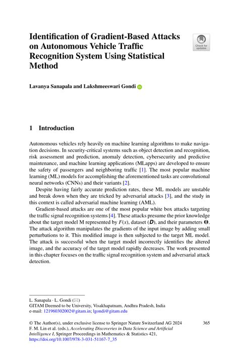 Pdf Identification Of Gradient Based Attacks On Autonomous Vehicle Traffic Recognition System