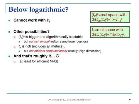 overcoming the l1 non embeddability barrier ppt download