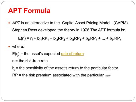 Arbitrage Pricing Theory Apt Pptx