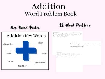 Addition Word Problem Book Poster Word Problems By Hannah Sinks