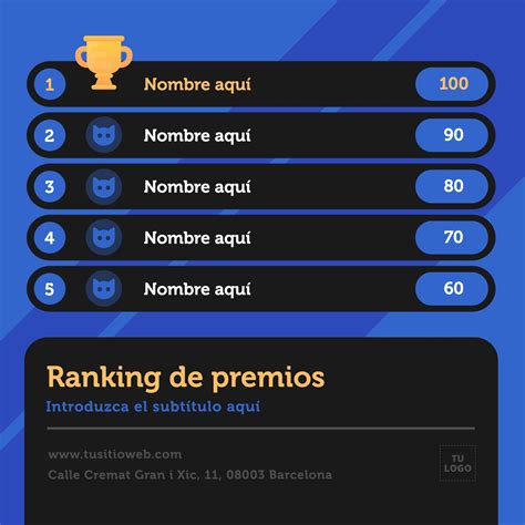 Ranking De Juego Plantilla Editable Tablas Tabla Plan