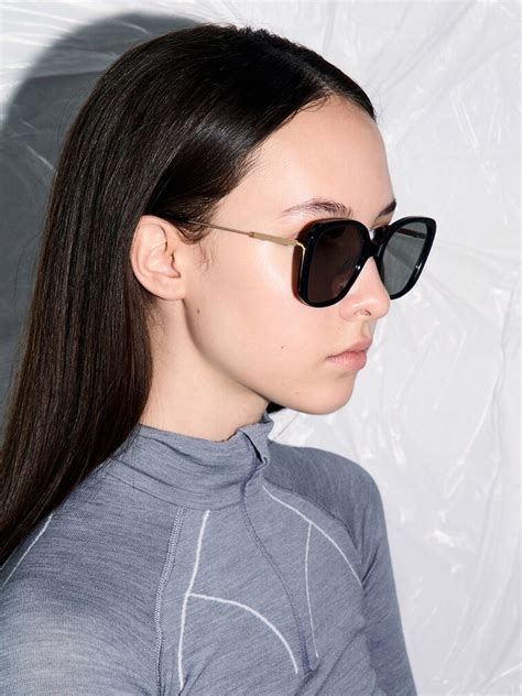 Black Recycled Acetate Wide Frame Butterfly Sunglasses Charles