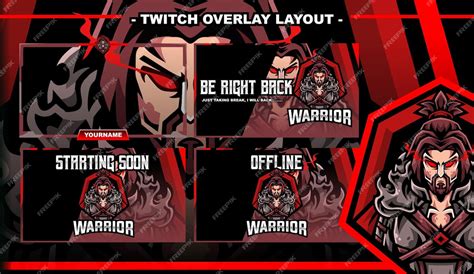 Strong Warrior Gaming Diseño De Diseño Streamer Twitch Logo Personaje Vector Premium