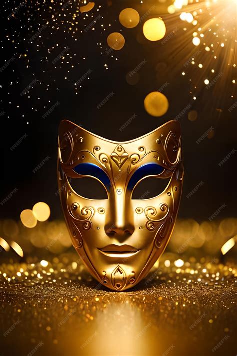 Premium AI Image | A gold mask with a gold background and gold glitter