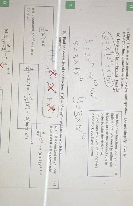 Solved 4 12pt Use Derivative Formulas To Solve Each