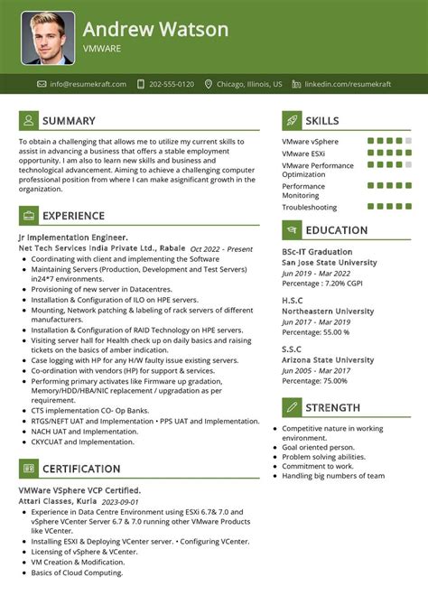 Vmware Cv Sample In Resumekraft