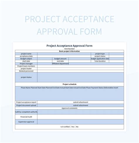 Project Acceptance Approval Form Excel Template And Google Sheets File For Free Download
