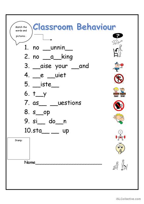 Classroom Behaviour English Esl Worksheets Pdf And Doc