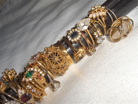A Whole Bunch Of Vintage Costume Jewelry Rings Set Up As A Lot A Few