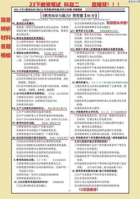 23下教资，中学科目二简答辨析材料模板 知乎
