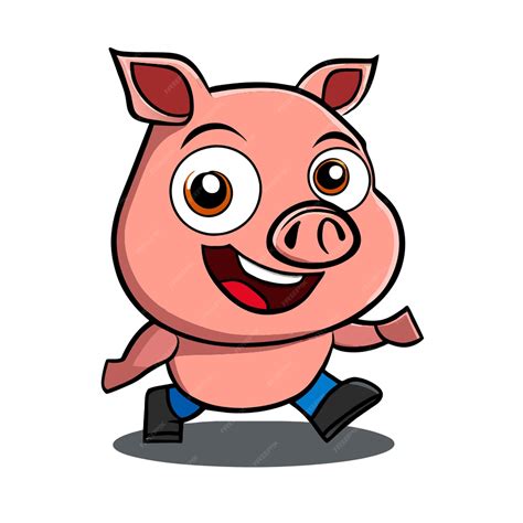 A Cartoon Pig With A Happy Face And A Big Smile On His Face Premium