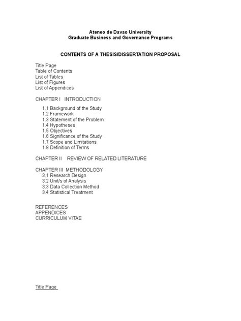 Contents Of A Thesis Dissertation Proposal June 16 2018 Pdf Thesis Conceptual Framework