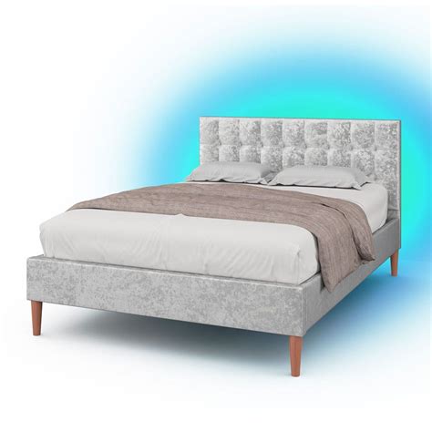 Torton Led Silver Crushed Velvet Bed Frame
