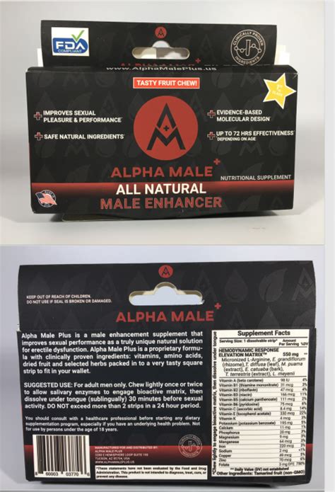 Public Notification Alpha Male Plus Contains Hidden Drug Ingredient Fda
