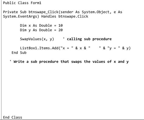 Solved Public Class Form1 Private Sub Btnswapeclicksender
