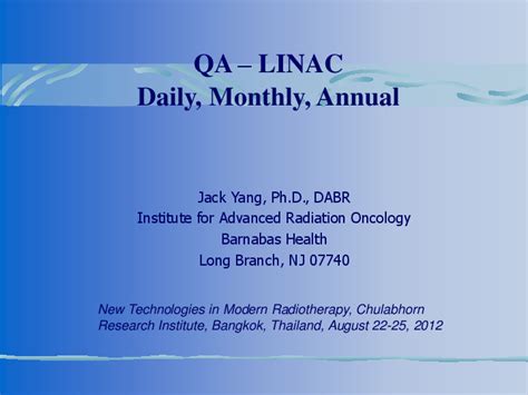 Pdf Qa Linac Daily Monthly Annual