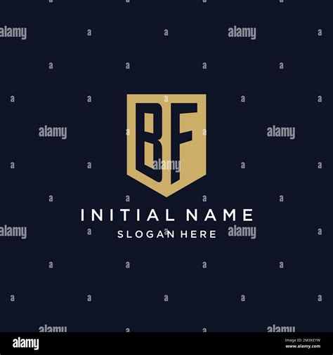Bf Monogram Initials Logo Design With Shield Icon Template Stock Vector