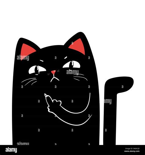 Middle Finger Black Cat Vector Illustration Stock Vector Image And Art