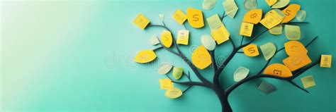 branches stretch upward adorned with vibrant discount symbols and price