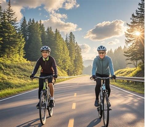 A Group Of Cyclists Embark On An Invigorating Journey The Sun Peeks Through The Clouds Casting