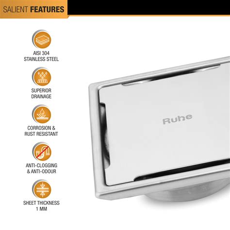 Diamond Square 304 Grade Floor Drain With Collar And Cockroach Trap 6 X