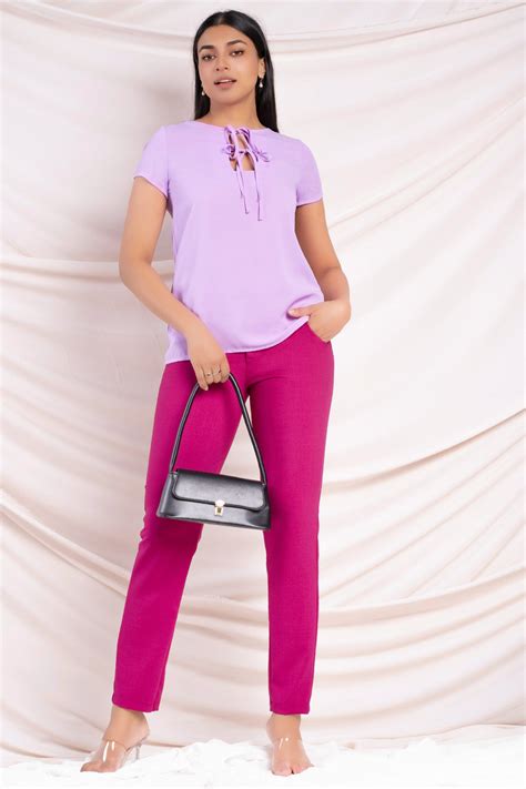 Purple Tie Detail Top Mondy78