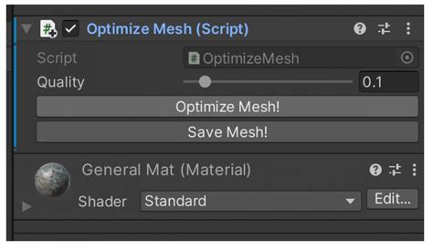 Unity Assets Using Mesh Optimizer To Lower The Polygon Count Of D Models To Lighten The Scene