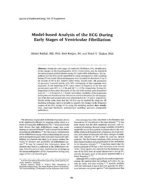 Pdf Model Based Analysis Of The Ecg During Early Stages Of Ventricular Fibrillation Dokumen Tips