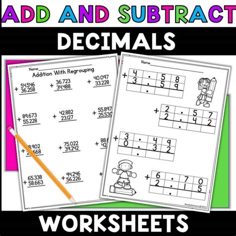 Adding And Subtracting Decimals Worksheets Practice With And Without