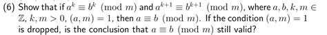Solved 6 Show That If A Mod M Andmod M Where A B K