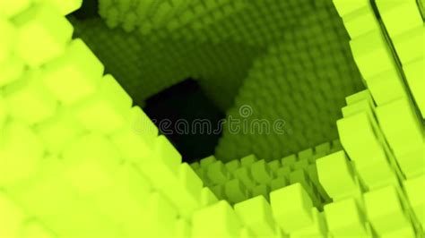 Abstract 3d Structure Of Neon Cubes Formations Flowing On A Black Background Design Waving