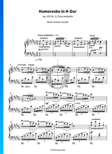 Humoresque Op 101 No 2 Antonín Dvořák Piano Sheet Music Oktav
