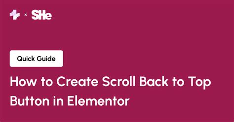 How To Create Scroll Back To Top Button In Elementor