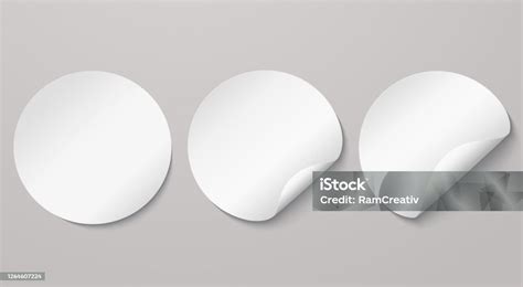 Stiker Perekat Bulat Putih Dengan Tepi Melengkung Mockup Catatan Kosong