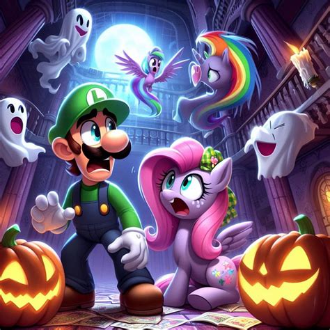 Luigi And Fluttershy Scared Of The Ghosts Ai 3 By Tomartista On Deviantart